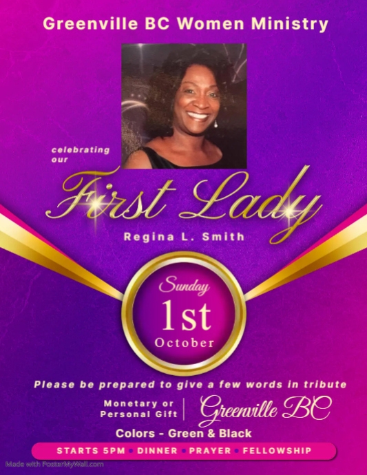 First Lady's Day Appreciation Church Flyer | PosterMyWall