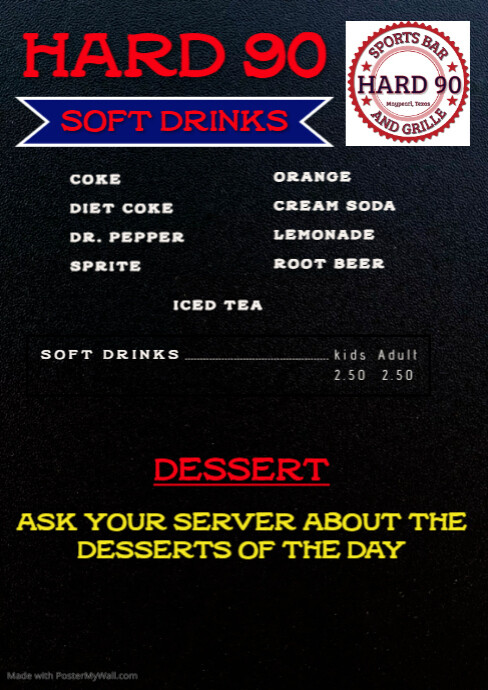 HARD 90 MENU | PosterMyWall