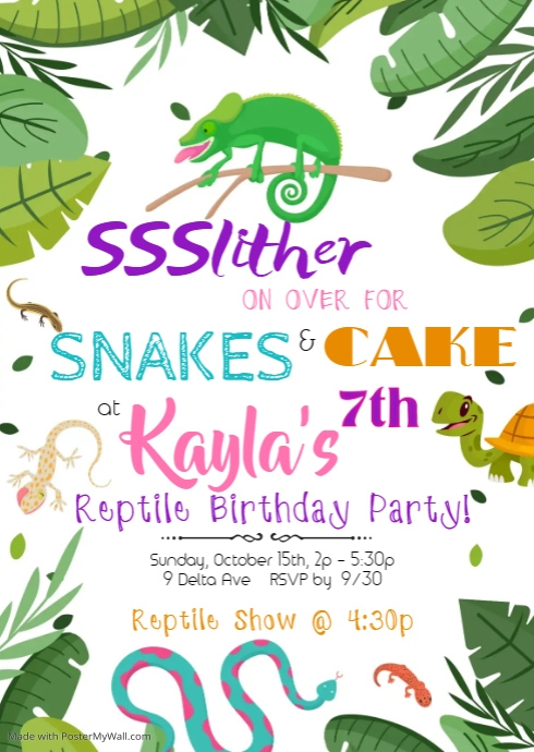 Reptile birthday party invitation | PosterMyWall