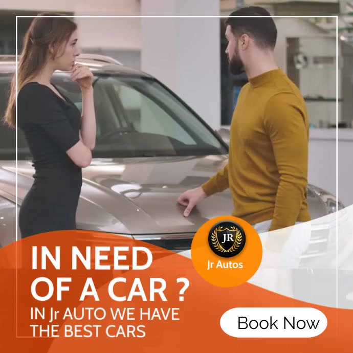 car instagram post white and orange banner | PosterMyWall