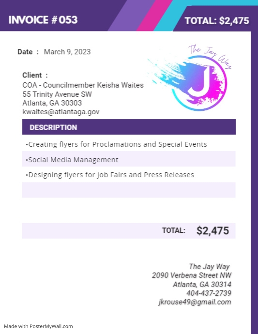 Invoice - The Jay Way (1) | PosterMyWall