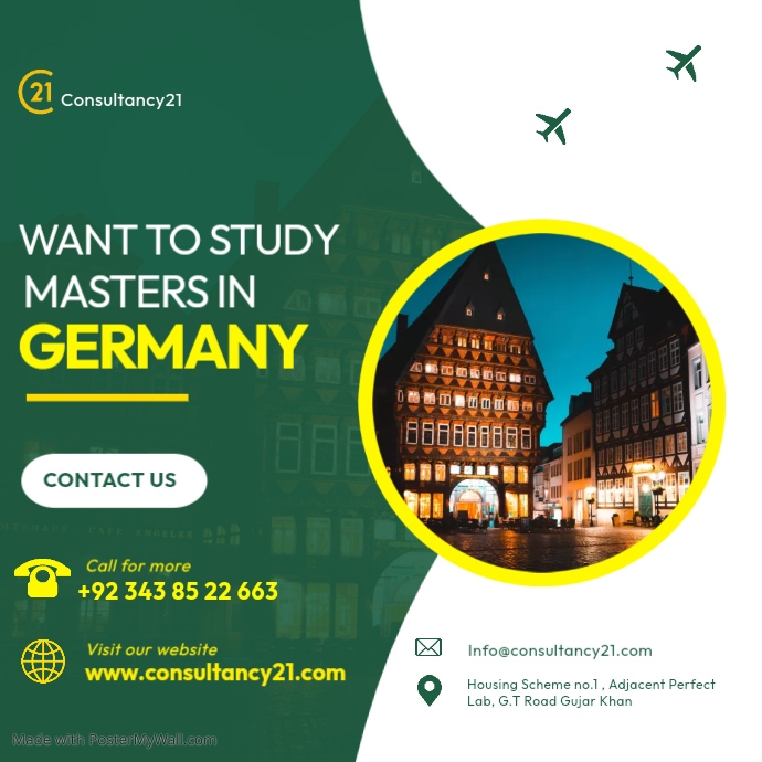 STUDY ABROAD,STUDY IN GERMANY MASTERS FLYER | PosterMyWall