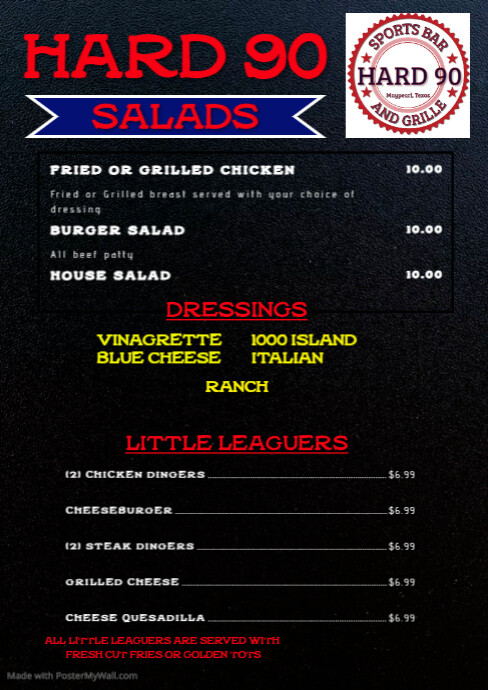 HARD 90 MENU (5) | PosterMyWall