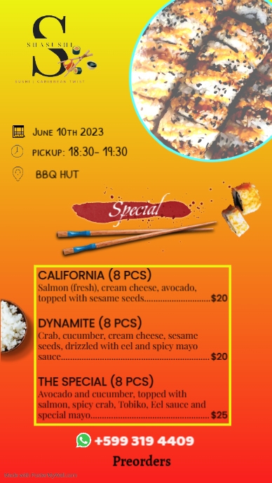 Copy of Sushi Food Menu Promo Design Template | PosterMyWall