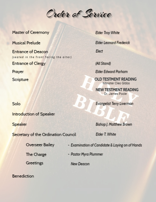 Order of Service Template | PosterMyWall
