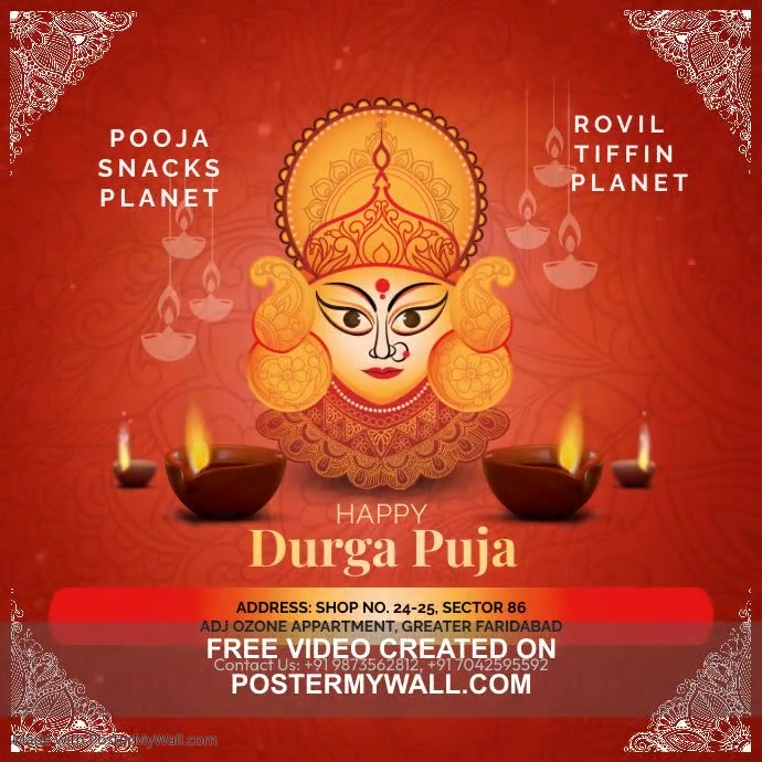 Happy Durga Puja Post Template | PosterMyWall