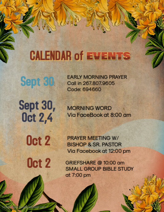 upcoming calendar of events flyer template | PosterMyWall