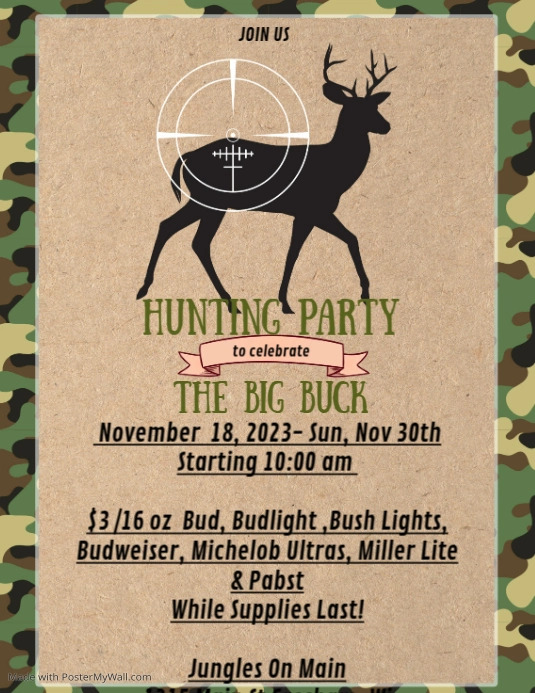 Copy of Camouflage Deer hunting party invitation | PosterMyWall