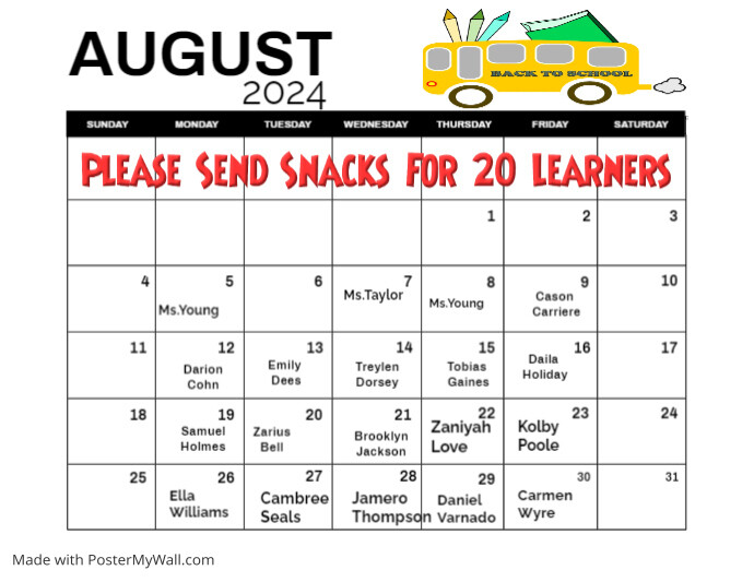 August 2021 Monthly Events Calendar Template | PosterMyWall