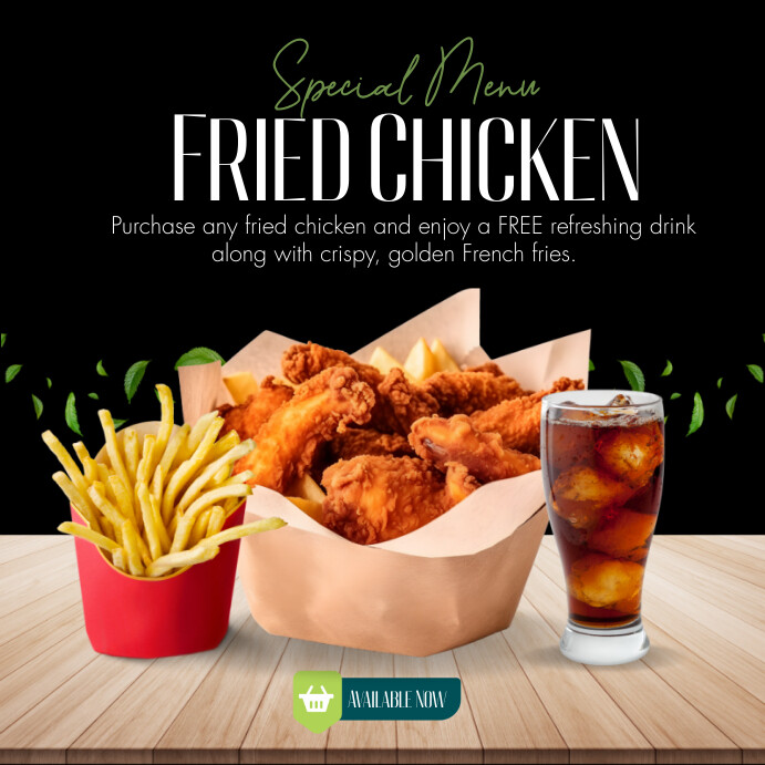 Plantilla de 1-Black And White Modern Fried Chicken Promo | PosterMyWall