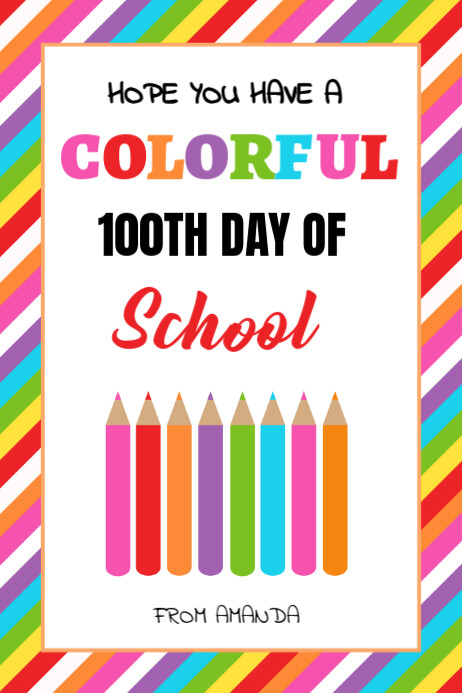 100 Days School Printable Gift Tag Template | PosterMyWall