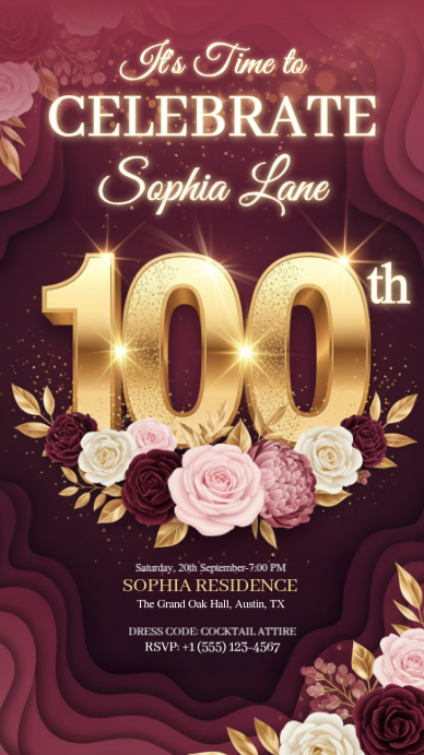 100th birthday invitation template | PosterMyWall