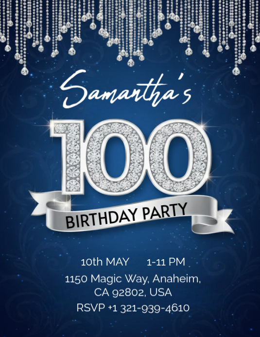 100th birthday party invitation Template | PosterMyWall