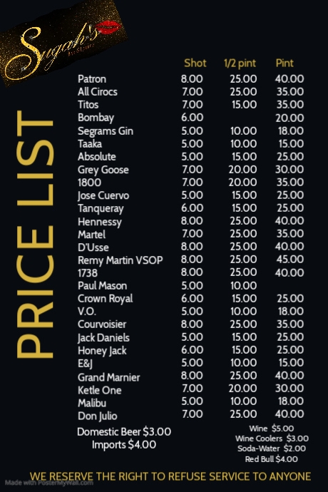 Copy of Copy of Price List Menu Card Drinks Food Offer Flyer | PosterMyWall