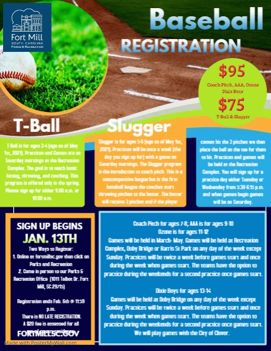 Copy of Baseball Registration Flyer | PosterMyWall