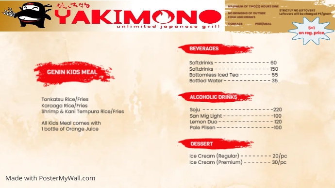 yakimono menu sample 2 | PosterMyWall