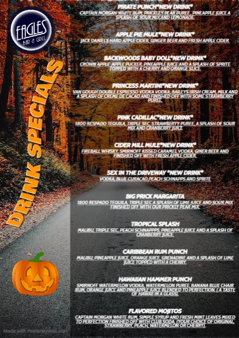 Copy of Copy of Drinks Card Cocktail Party Bar Club Menu Ad | PosterMyWall