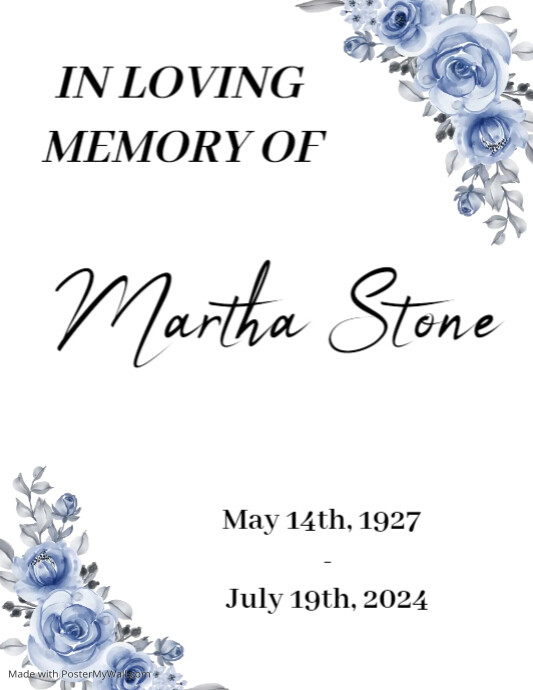 Blue Floral Funeral Program Template | PosterMyWall