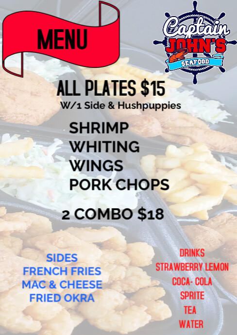 Copy of Modern menu seafood fish dishes card | PosterMyWall