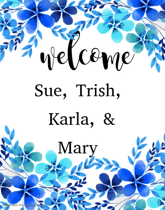 Blue Floral Wedding Welcome Sign | PosterMyWall