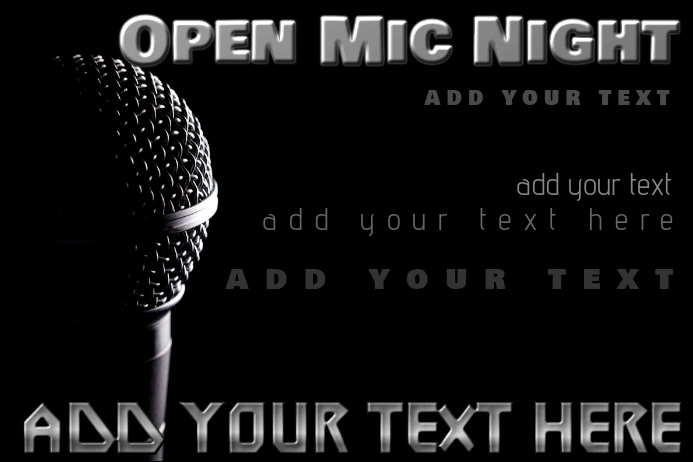 Open Mic Night Karaoke Music Microphone Jam Event Bar Band Flyer ...
