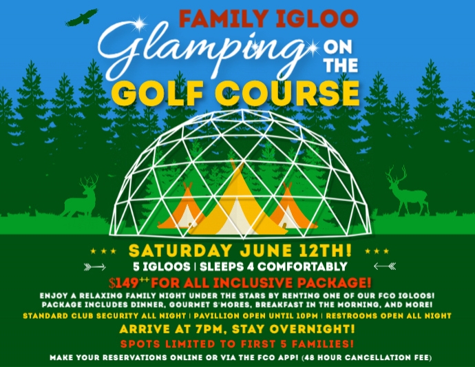 Family Glamping On The Course | PosterMyWall