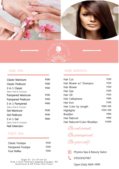 Pink Hand and Foot Massage Spa Menu | PosterMyWall