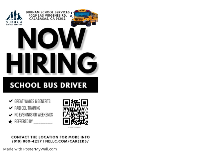 School Bus Driver Hiring Needed Wanted Poster | PosterMyWall