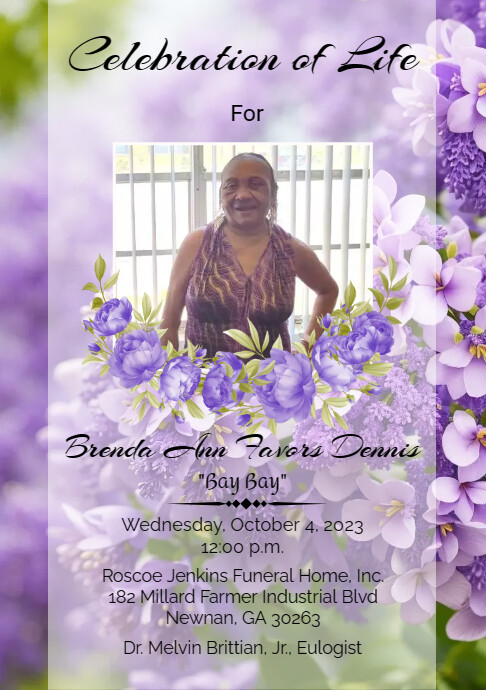 purple floral Funeral tamplate | PosterMyWall