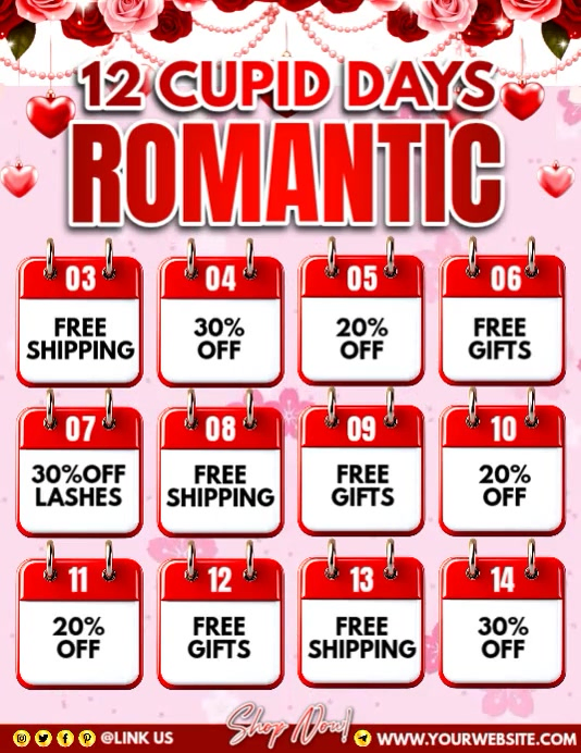12 Cupid Days of Romance Template | PosterMyWall