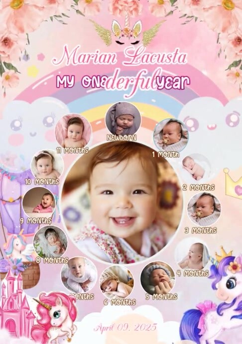12 Month Photo Poster Birthday Invitation Template | PosterMyWall