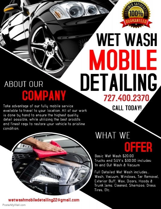 Wet Wash Mobile Detailing Flyer | PosterMyWall