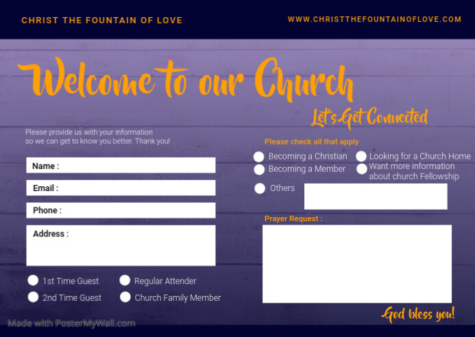 Copy of church connection card | PosterMyWall
