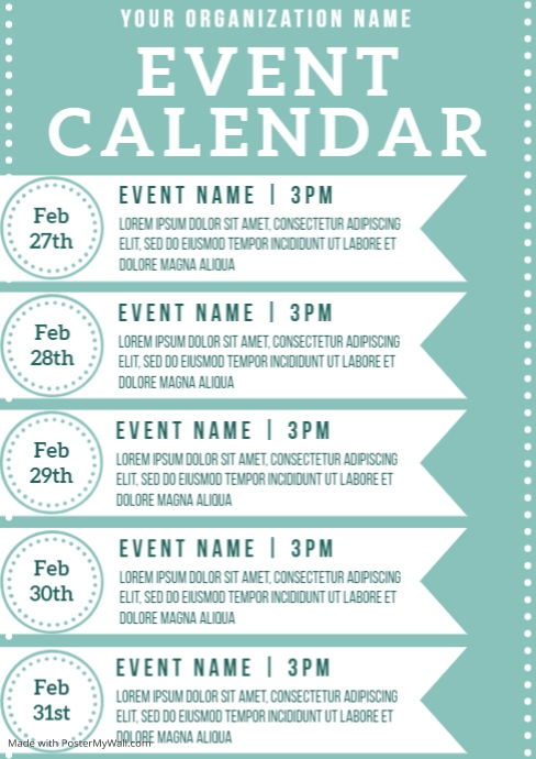 Template event calendar | PosterMyWall