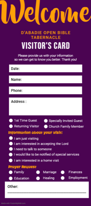 church connection card (1) | PosterMyWall