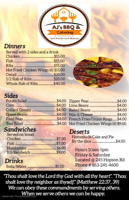 Copy of Barbecue Restaurant Menu | PosterMyWall