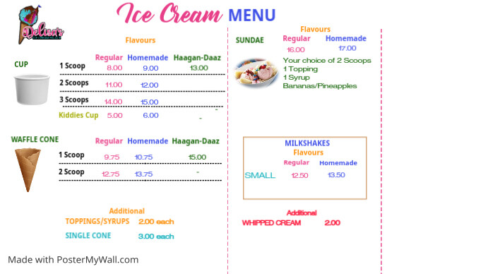 Ice Cream Digital Menu Board (1) | PosterMyWall