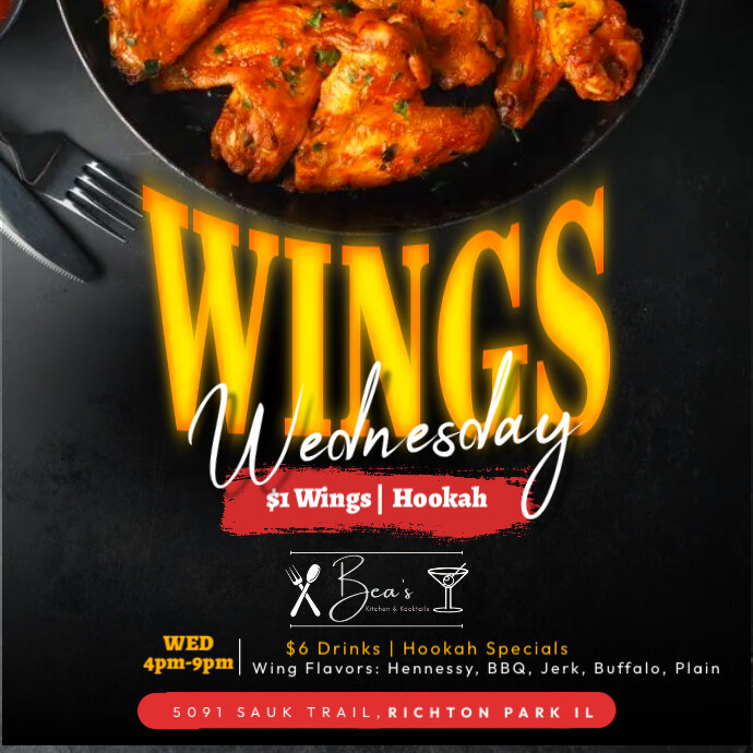 Chicken Wings wednesday poster template | PosterMyWall