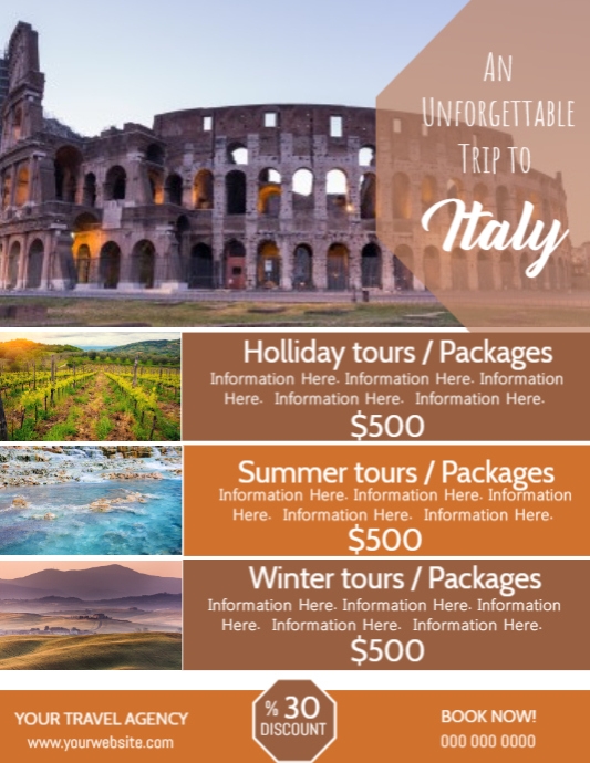 Italy Travel Poster Flyer Template | PosterMyWall
