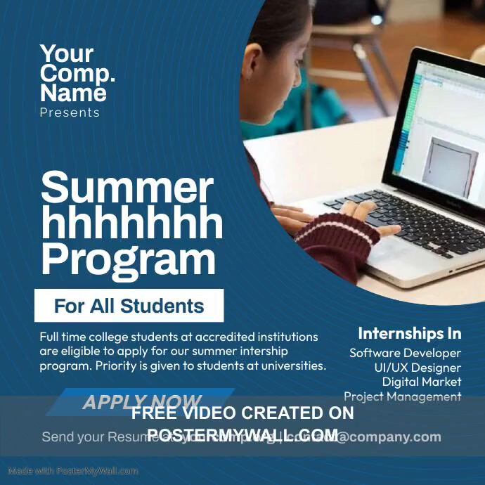 Copy of Summer Internship Program Ad Post Template | PosterMyWall