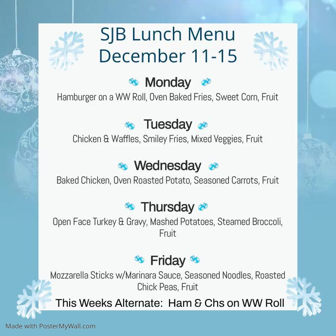 December Lunch Menu Wk 3 | PosterMyWall