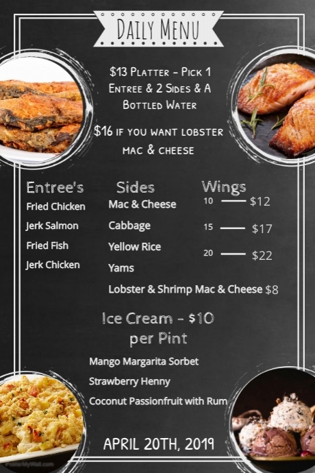 Copy of Chalkboard Menu Template | PosterMyWall