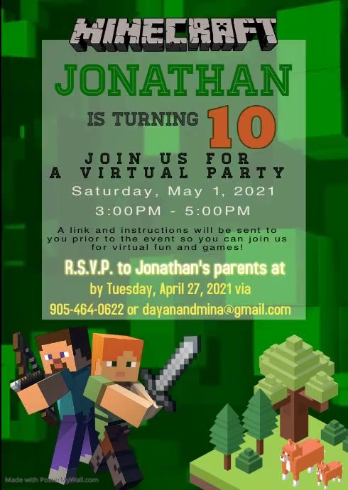 Copy of Copy of Minecraft Party Video Animated Invitation 2 | PosterMyWall
