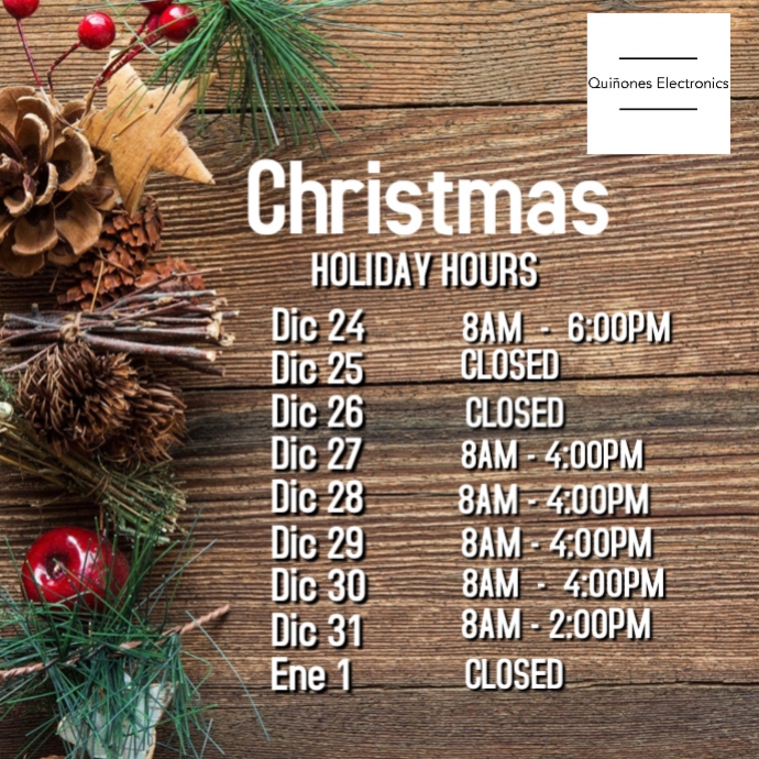 Electronics Christmas Hours | PosterMyWall