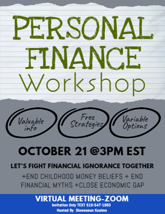 Copy of Personal Finance Workshop Flyer (2) | PosterMyWall