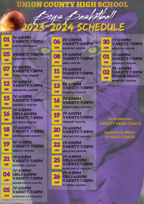 Basketball Schedule | PosterMyWall