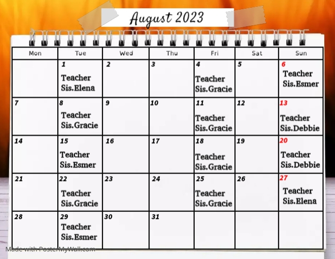 August 2023 calendar planner | PosterMyWall