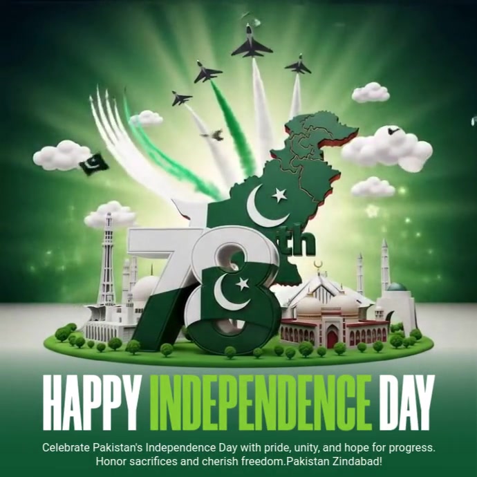 14 August Independence Day Of Pakisthan Square (1:1) Template ...