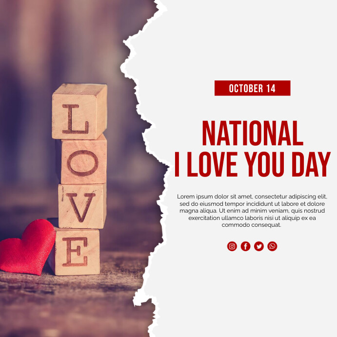 14 Oct - National I Love You Day Template | PosterMyWall