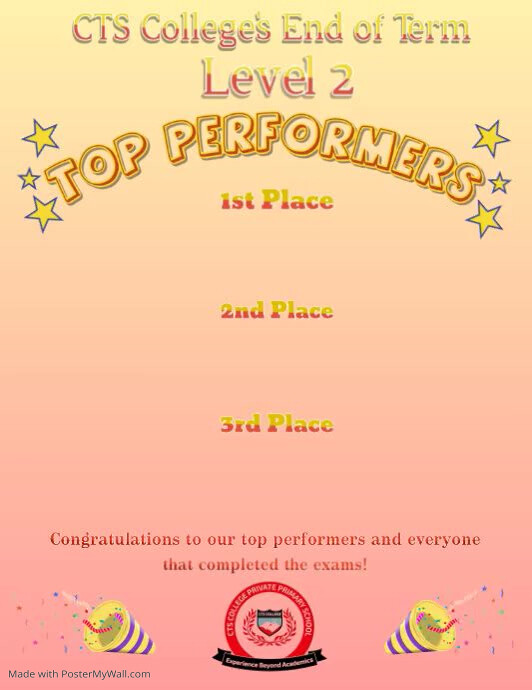 Copy of End of Term Top Performers: Level 4 (1) | PosterMyWall